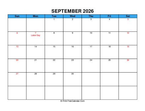 September 2026 Calendars With Usa Holidays Word Pdf Excel