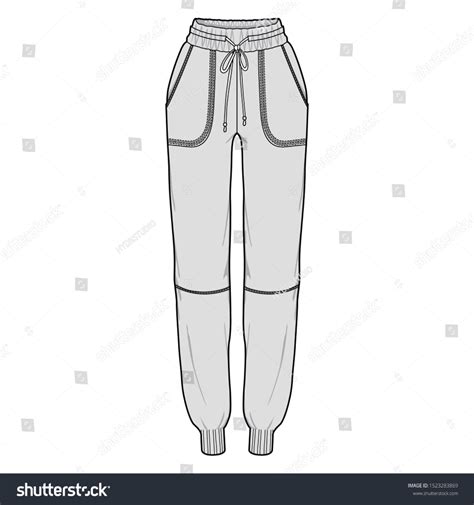 Pants Fashion Flat Sketch Template 스톡 벡터로열티 프리 1523283869