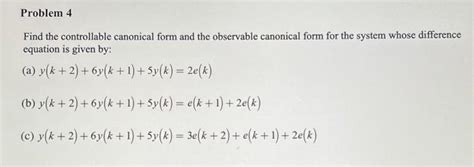solved problem 4 find the controllable canonical form and