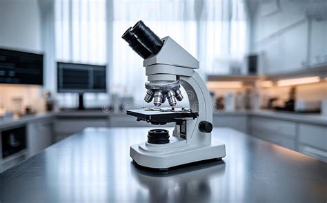 Close Up Of Microscope On Lab Table Symbol Of Scientific Discovery And Medical Research Ai