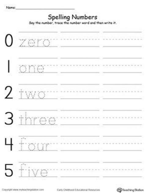 Number Words Tracing Worksheet