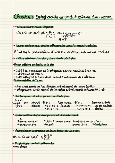 Chapitre Orthogonalité Et Produit Scalaire Chapitre Oortoghonalité Et Produit Scalaire Dans