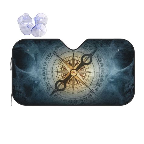 Tebeau Vintage Compass Print Foldable Car Windshield Sun Shades