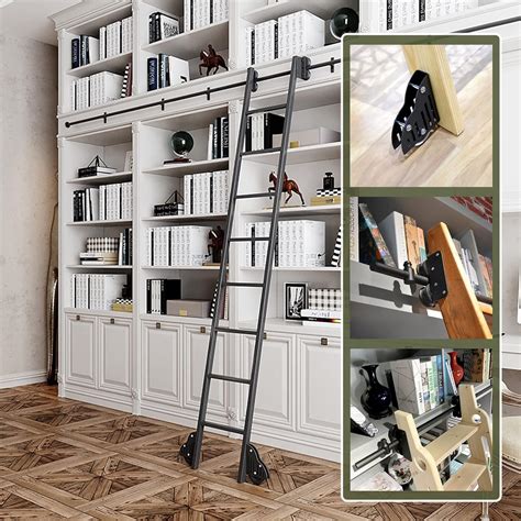 Luyckfrazy Rolling Library Ladder Hardware Kit Warehouse Bar Closet