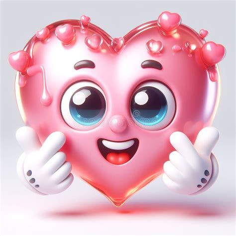 Funny Heart Cartoon Concept Of Love And Passion Valentine Day Stock