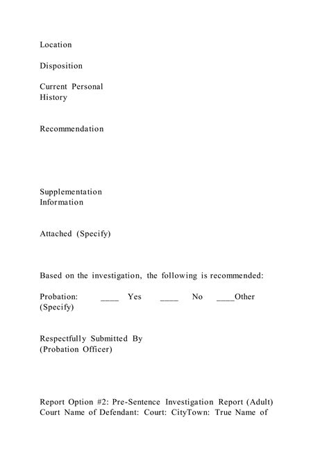 Report Option 2 Pre Sentence Investigation Report Adult Pdf