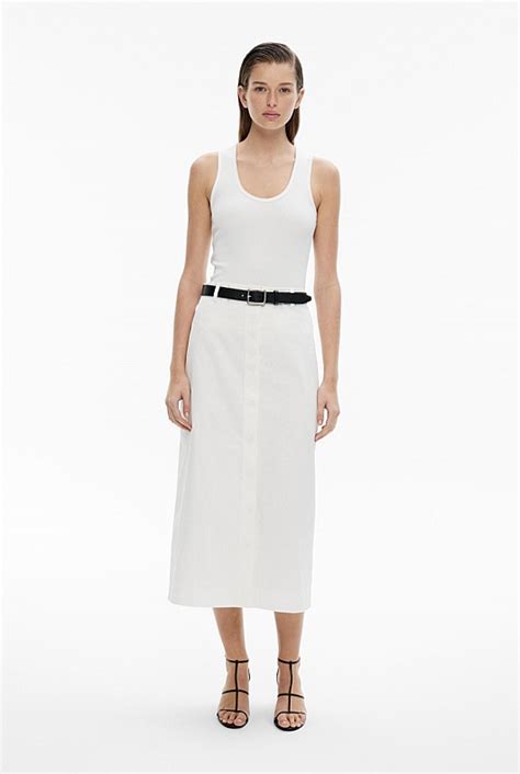 Fresh White Button Through Midi Skirt Womens Midi Skirts Witchery