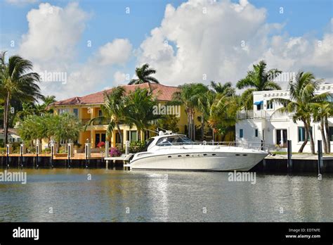 Expensive Yacht And Waterfront Homes In Fort Lauderdale Florida Stock