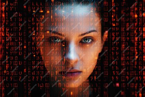 premium ai image female face against binary code artificial