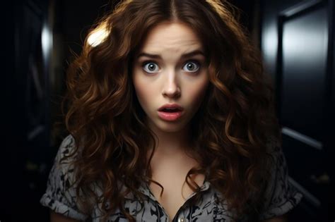 Premium Ai Image Young Scared Woman Generative Ai