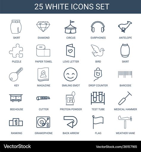 White Icons Royalty Free Vector Image Vectorstock