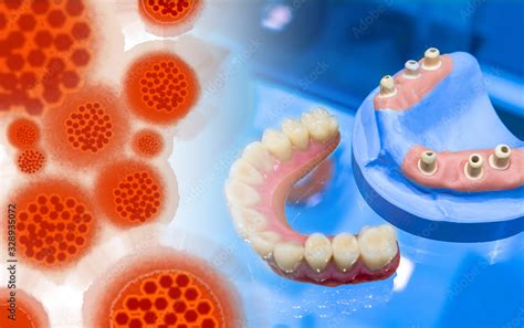 Denture Next To The Image Of Infection The Symbol Of The Virus
