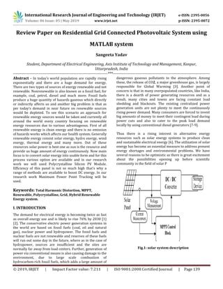 Irjet Review Paper On Residential Grid Connected Photovoltaic System