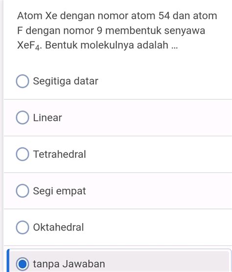 Atom Xe Dengan Nomor Atom Dan Atom F Studyx