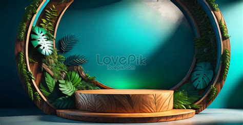 배경에 화려한 최고의 3d 아트 제품 공간 Sppresentation 상단의 나무 연단 모형 사진 무료 다운로드 Lovepik