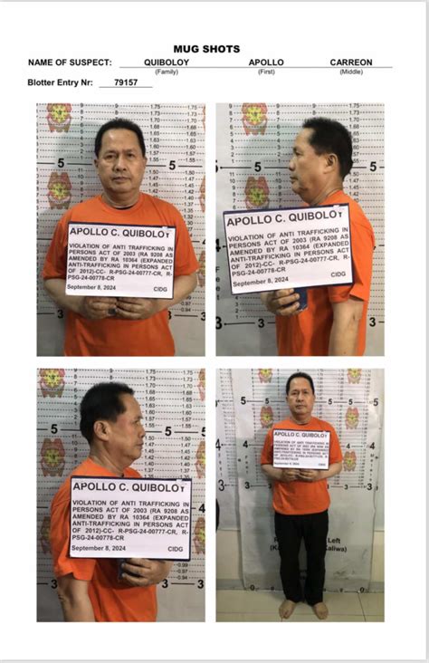 Benhur Abalos Releases Mugshot Of Apollo Quiboloy And Co Accused The