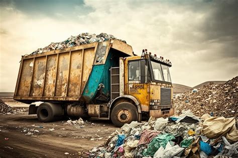 Premium Photo Garbage Truck Dumping Garbage At Dump Site Overflowing