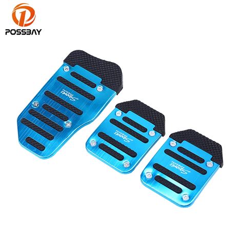 Possbay Footrest Pedals Universal Aluminum Manual Transmission Non Slip