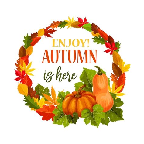 Premium Vector Autumn Vector Pumpkin Harvest Leaf Greeting Poster