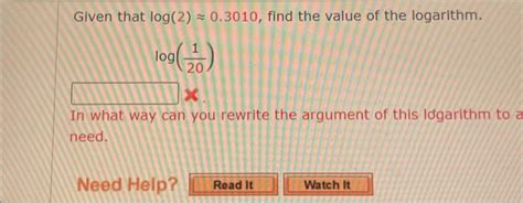 Given That Log 2 ≈0 3010 Find The Value Of The