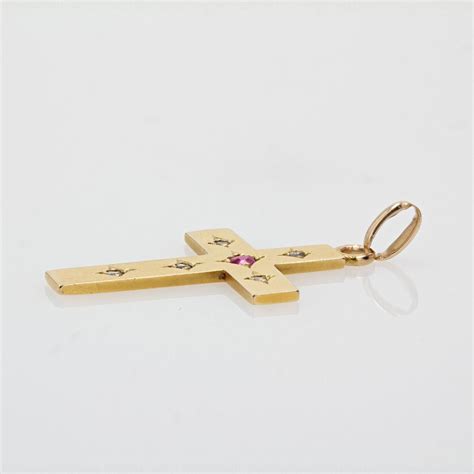 Proantic Antique Diamond And Ruby Cross
