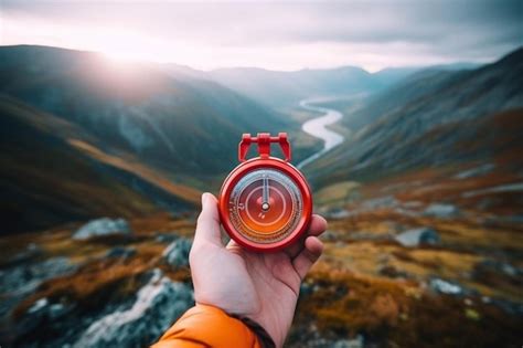 Premium Photo A Person Holds A Compass In Their Hand