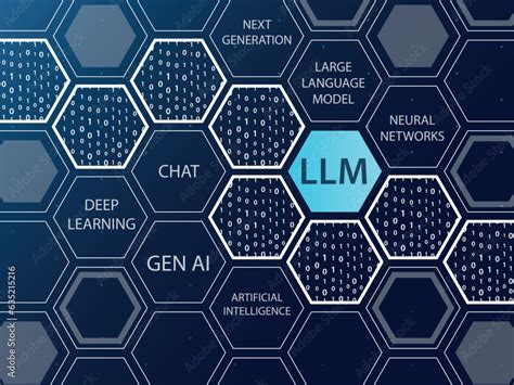 Llm Large Language Model Vector Illustration On Dar Blue Background