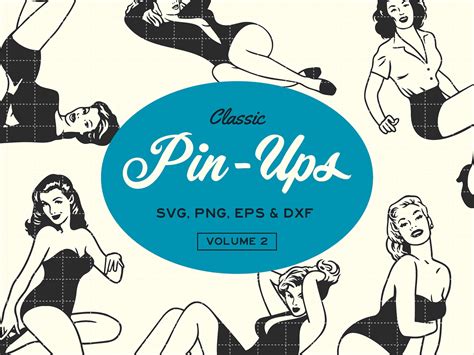 Vintage Pinup Svg Png Eps Dxf Illustration Bundle Volume 2 Etsy