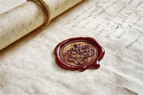 Antique Parchment Scroll With Red Wax Seal And Handwritten Text Stock Image Image Of Vintage