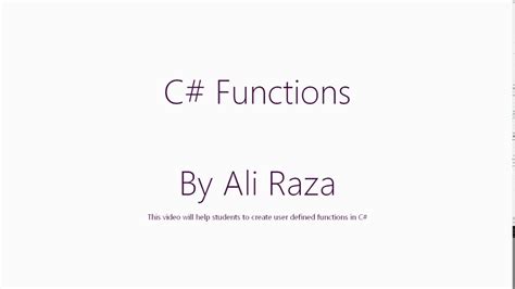 Lecture 7 Functions In C Urdu Youtube