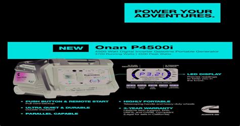 Pdf New Onan P4500i · 4500 Watt Digital Inverter Gasoline Portable
