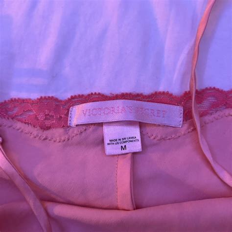 Victorias Secret Pink Satin Slip Dress With Lace Depop