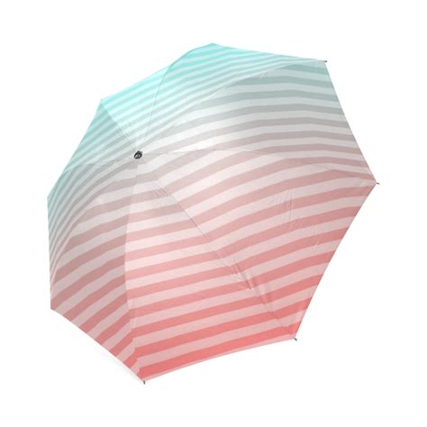 Aqua Peach Ombre Stripe Foldable Umbrella Model U01 Id D402260