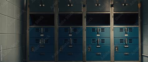 Lockers With Key In Locker Room Public Facility Open Locker With Number Safety System Stock