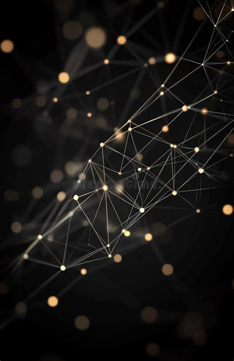 Abstract Network Connection Golden Nodes Lines Digital Technology Background Stock Image Image