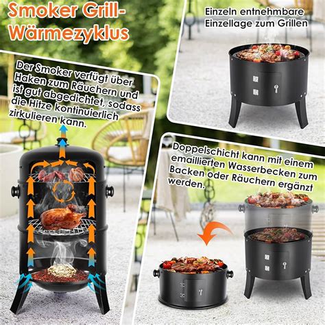 Yescom 16x31 3in1 Kd Fire Pit Charcoal Grill Smoker Kit Cactus Jack
