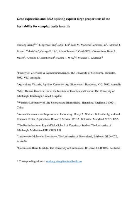 Pdf Gene Expression And Rna Splicing Explain Large Proportions Of The