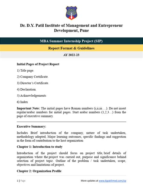 Mba Sip Format V222 Pdf Data Data Analysis