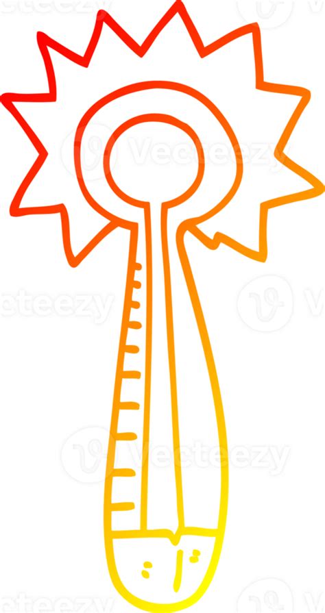Warm Gradient Line Drawing Cartoon Hot Thermometer 39900779 Png