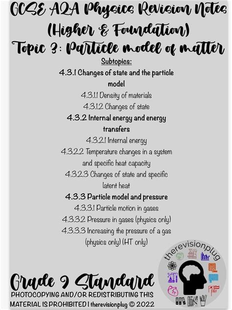 Topic 3 Particle Model Of Matter GCSE AQA Physics Combined Triple Revision Notes