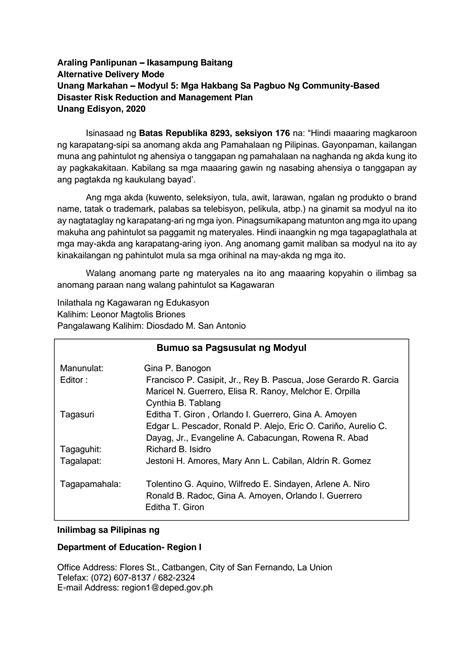 Solution Ap10 Q1 Mod5 Mga Hakbang Sa Pagbuo Ng Community Based