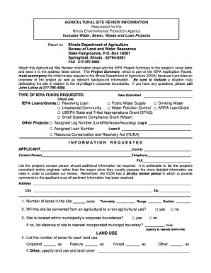 Fillable Online Agr State Il AGRICULTURAL SITE REVIEW INFORMATION