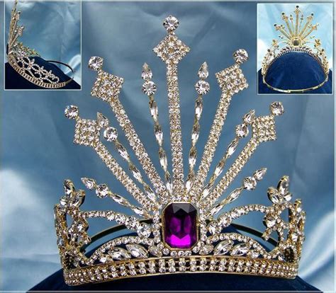 Russia Palace Imperial Rhinestone Controured Gold Crown Tiara