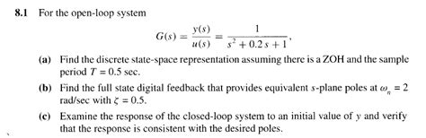 Solved For The Open Loop System Chegg