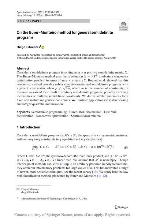 on the burer monteiro method for general semidefinite programs