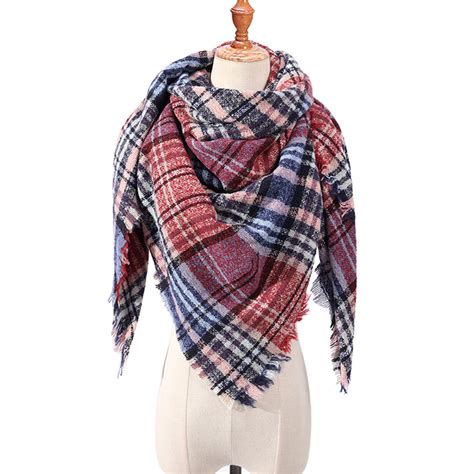 Triangular Scarf Imitation Cashmere Warm Autumn And Winter Plaid Multi
