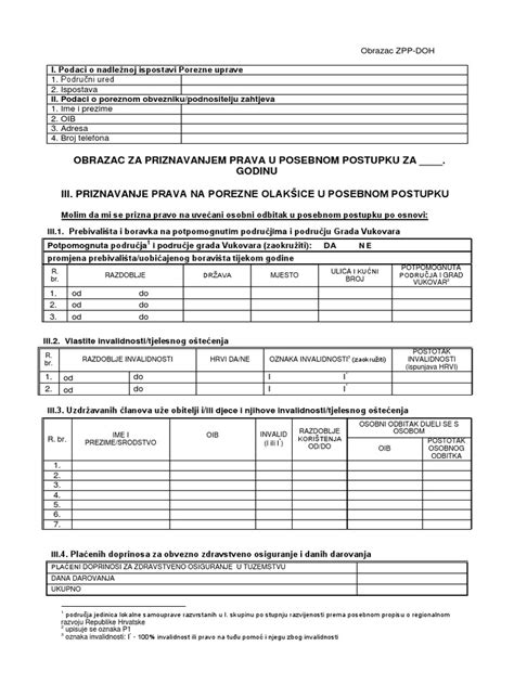 Zpp Doh Obrazac Pdf
