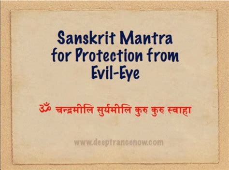 Sanskrit Mantra For Protection From Evil Eye Sanskrit Mantra Mantras