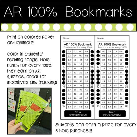 Accelerated Reader Ar Hole Punch Incentive Bookmarks By Msjennteaches