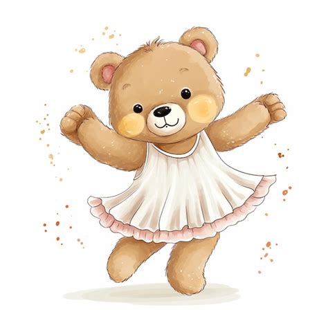 Premium Ai Image A Cute Teddy Bear In A White Dress Is Dancing
